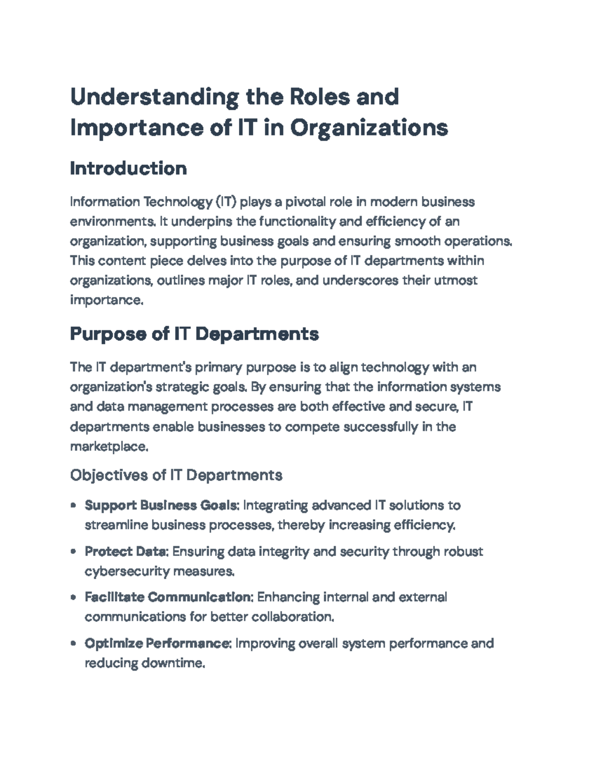 Understanding IT Roles and Their Importance in Organizations (IT 101 ...