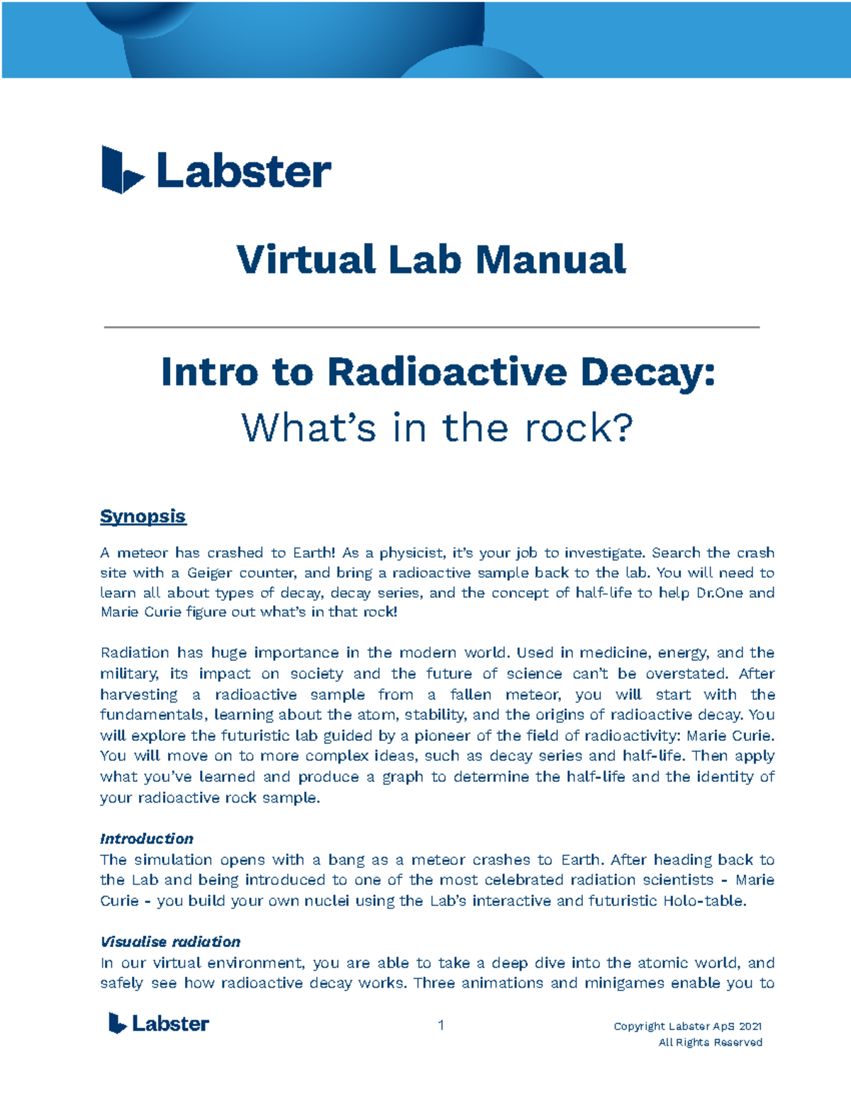 Lab Manual: Intro to Radioactive Decay & Half-Life Exploration - Studocu