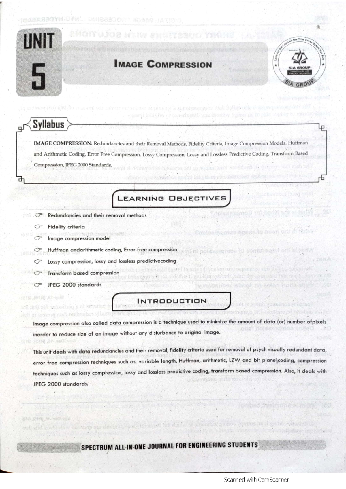 DIP UNIT 5 - dip - Computer Science and Engineering - Studocu