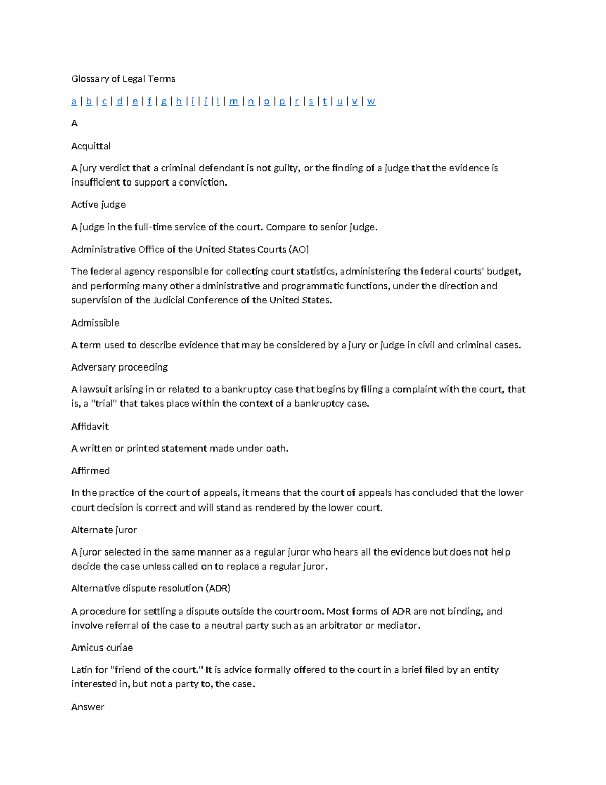 Glossary of Legal Terms for Law 101: Key Definitions and Concepts - Studocu