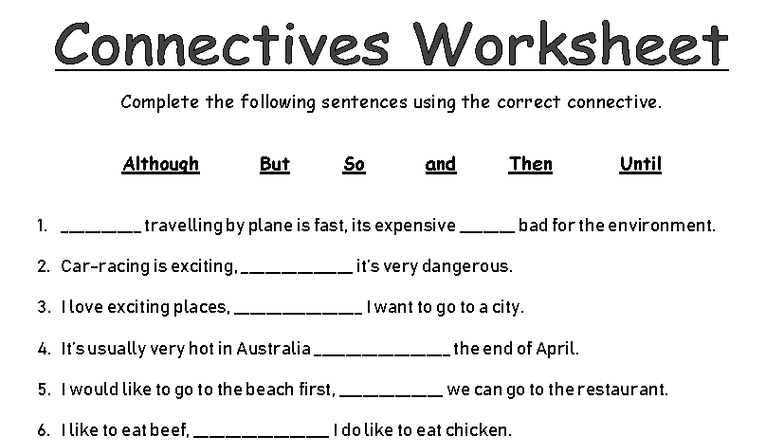 Ilide - Connectives Practice Exercise - Studocu
