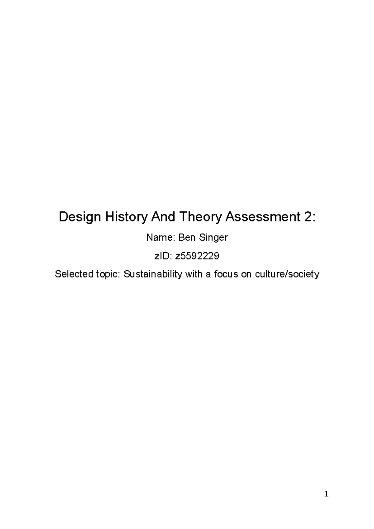 Design History and Theory 2: Assessment on Sustainability and Longevity ...
