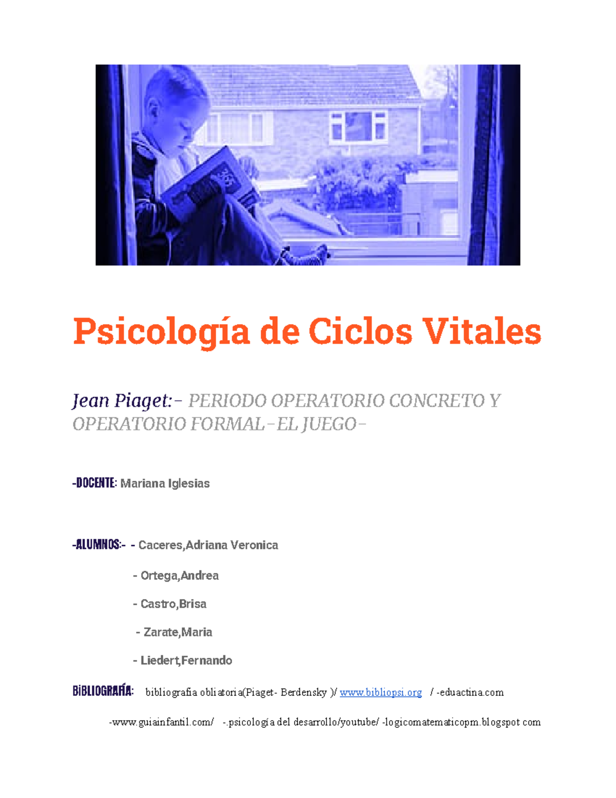 Periodo operatorio concreto y formal - Psicología de Ciclos Vitales ...