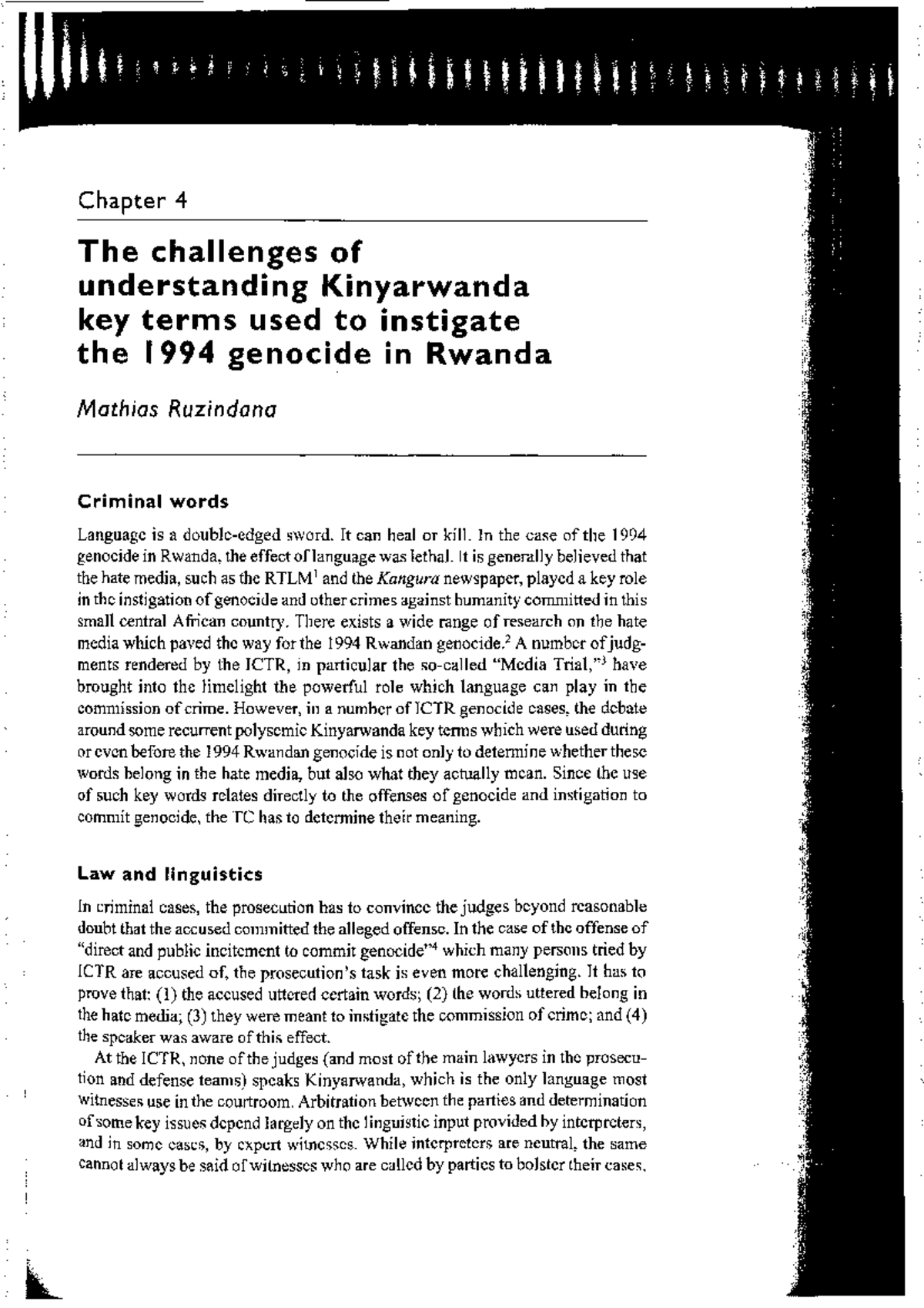 HIS389 Chapter 4: Understanding Kinyarwanda Terms in the 1994 Genocide ...