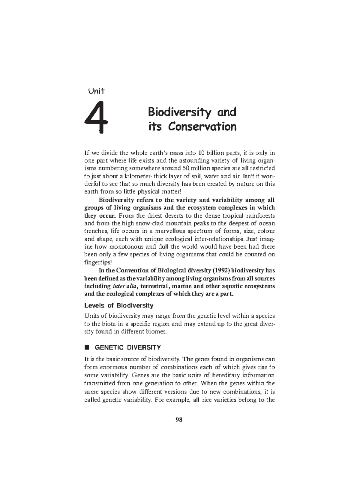 Unit 4: Biodiversity Conservation and Its Significance - Studocu