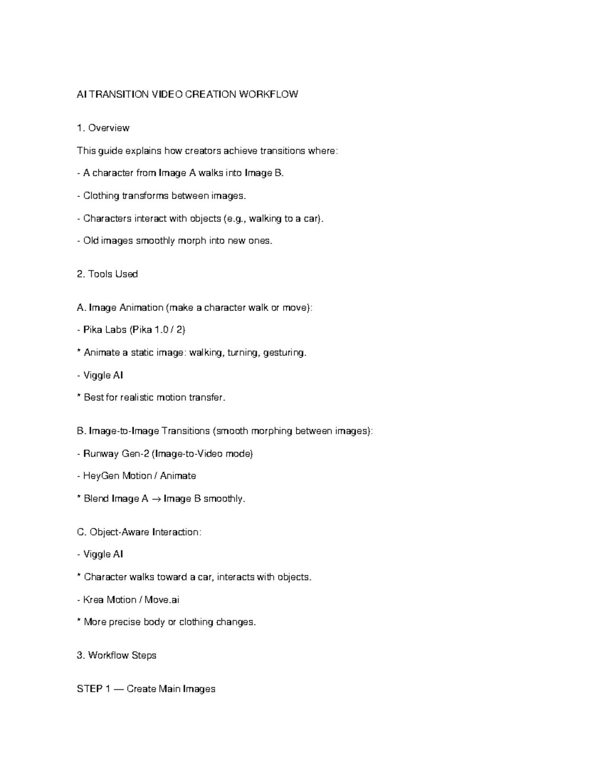 AI Transition Video Creation Workflow: A Step-by-Step Guide - Studocu
