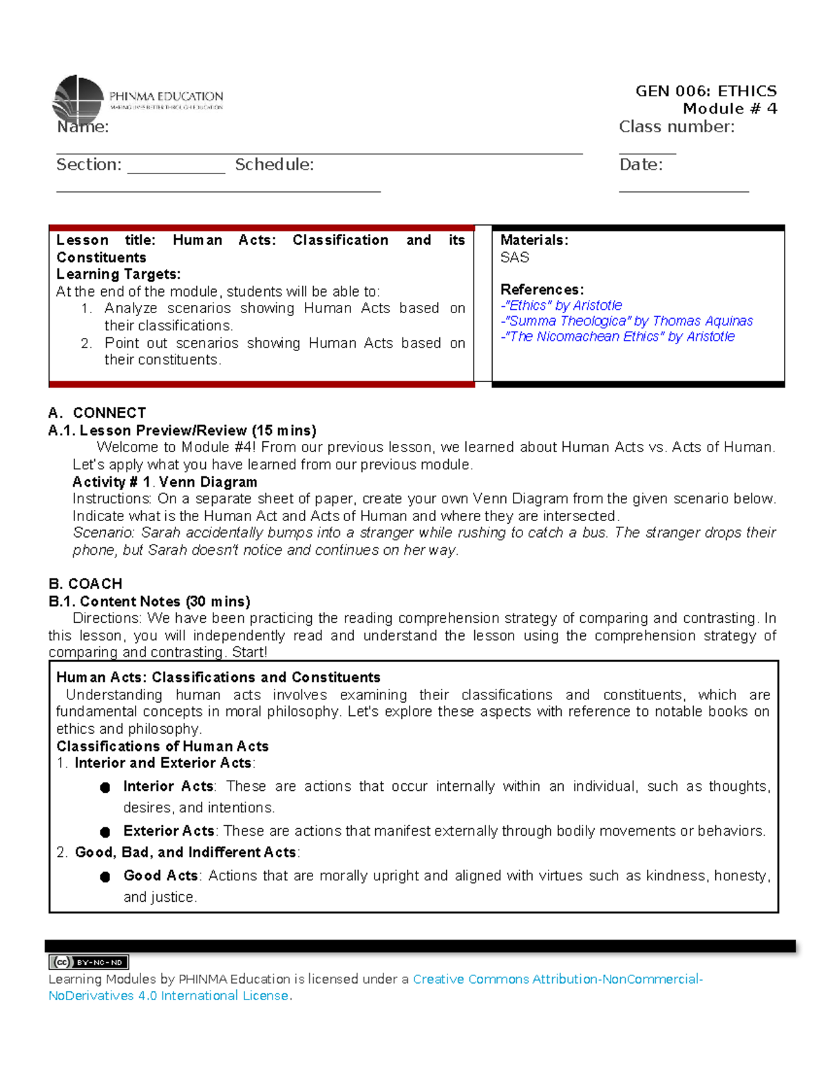 GEN-006 SAS-4 - ETHICS - Module # 4 Name: - Studocu