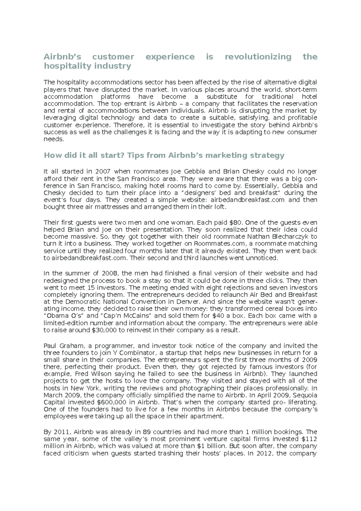 Airbnb Case Study: Disrupting the Hospitality Industry with Customer ...