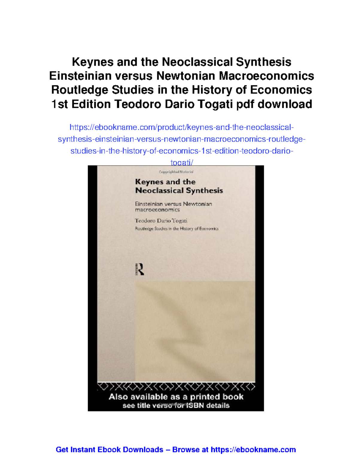 Keynes and the Neoclassical Synthesis: Einsteinian vs. Newtonian ...