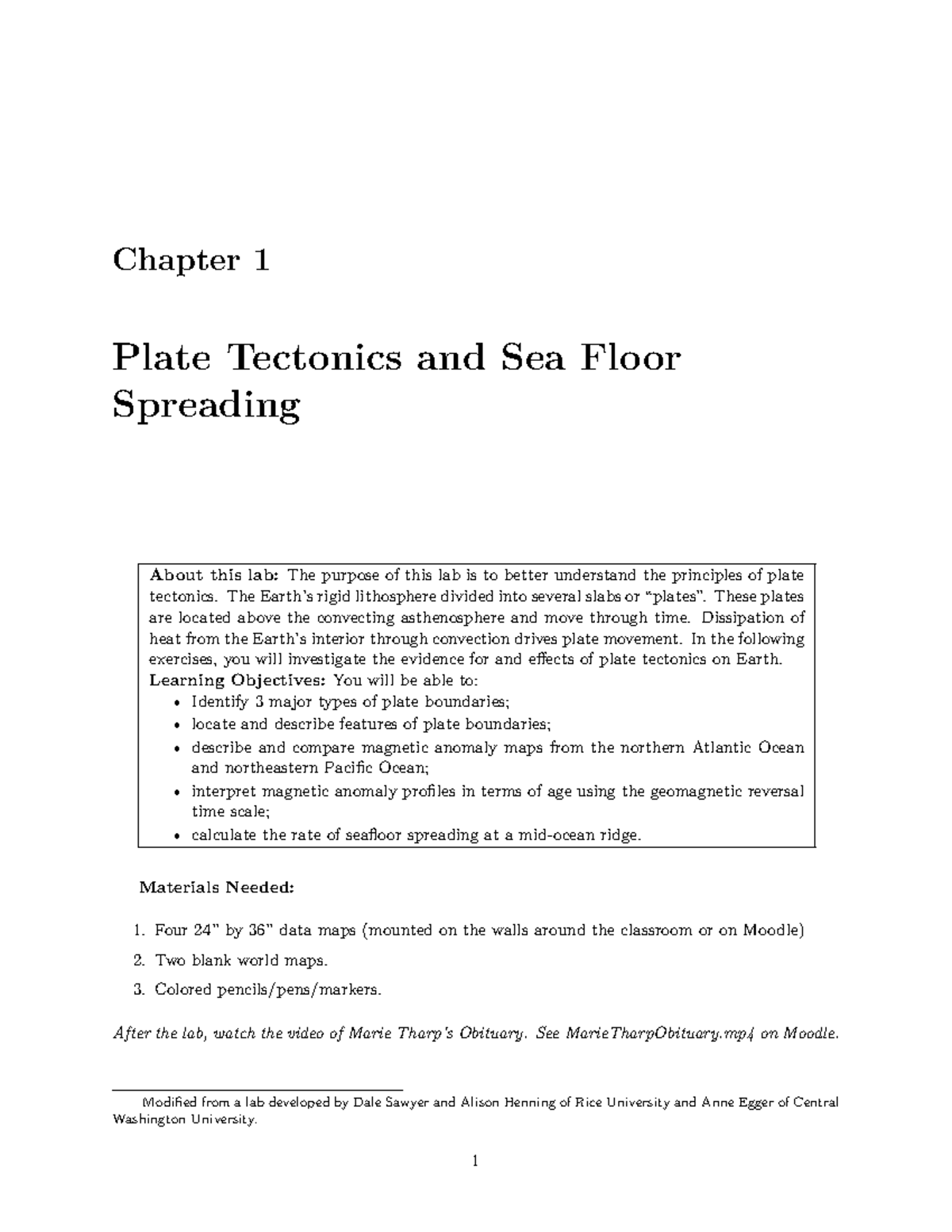 Lab Report: Plate Tectonics & Seafloor Spreading (GEOL 101) - Studocu