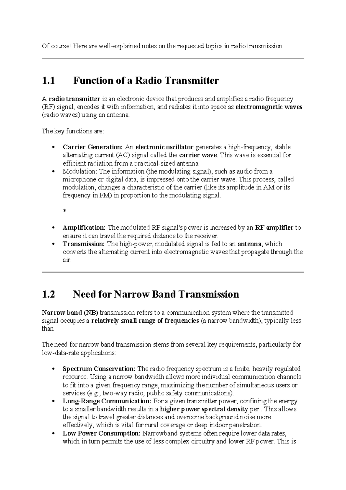 Telecommunication System Notes for TMOL: Radio Transmission ...