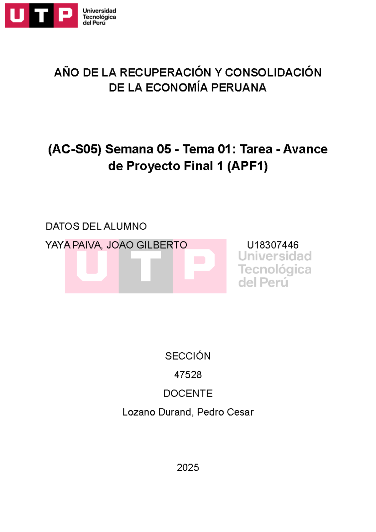 Avance de Proyecto Final 1 (APF1) - Análisis de Alicorp 2025 - Studocu