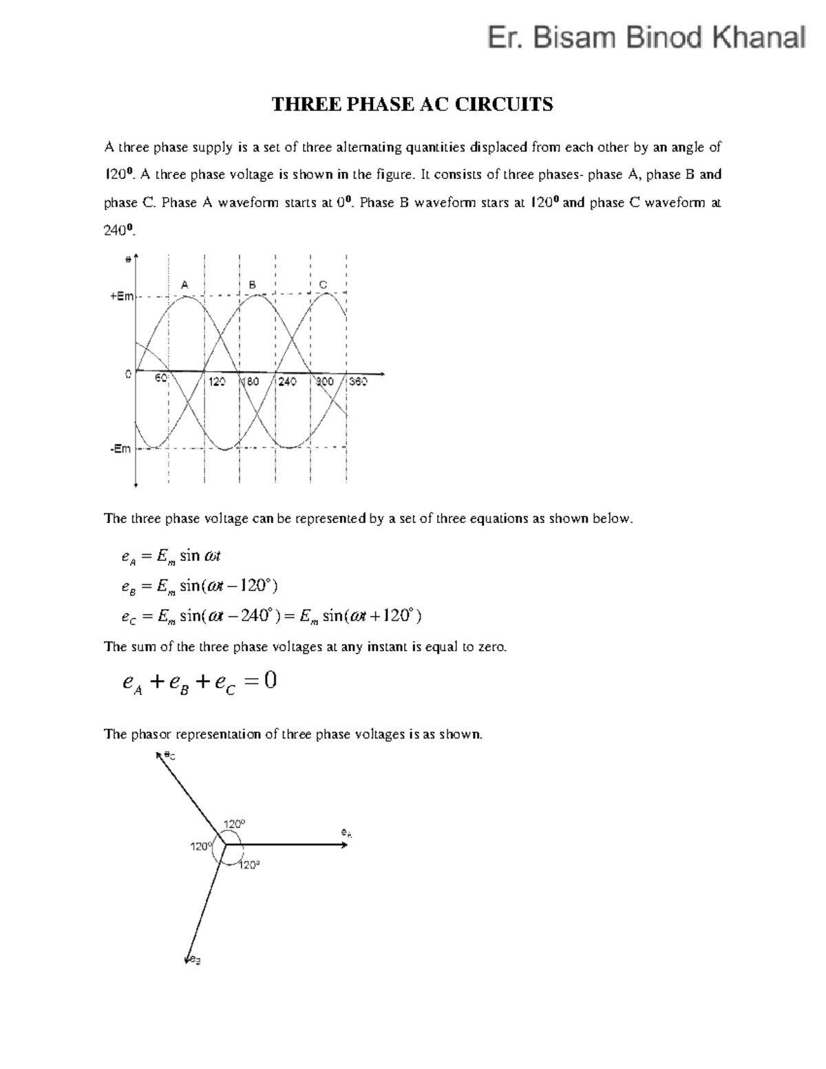 Three Phase AC Circuits: Key Concepts and Calculations (EE 301) - Studocu