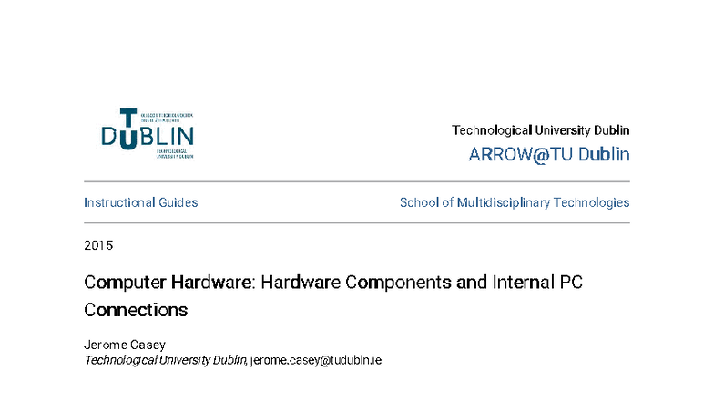 DT036A Computer Systems: Guide to PC Hardware Components - Studocu