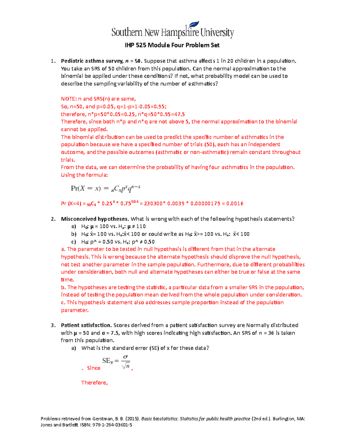 IHP 525 Module Four Problem Set Solved - IHP 525 Module Four Problem ...
