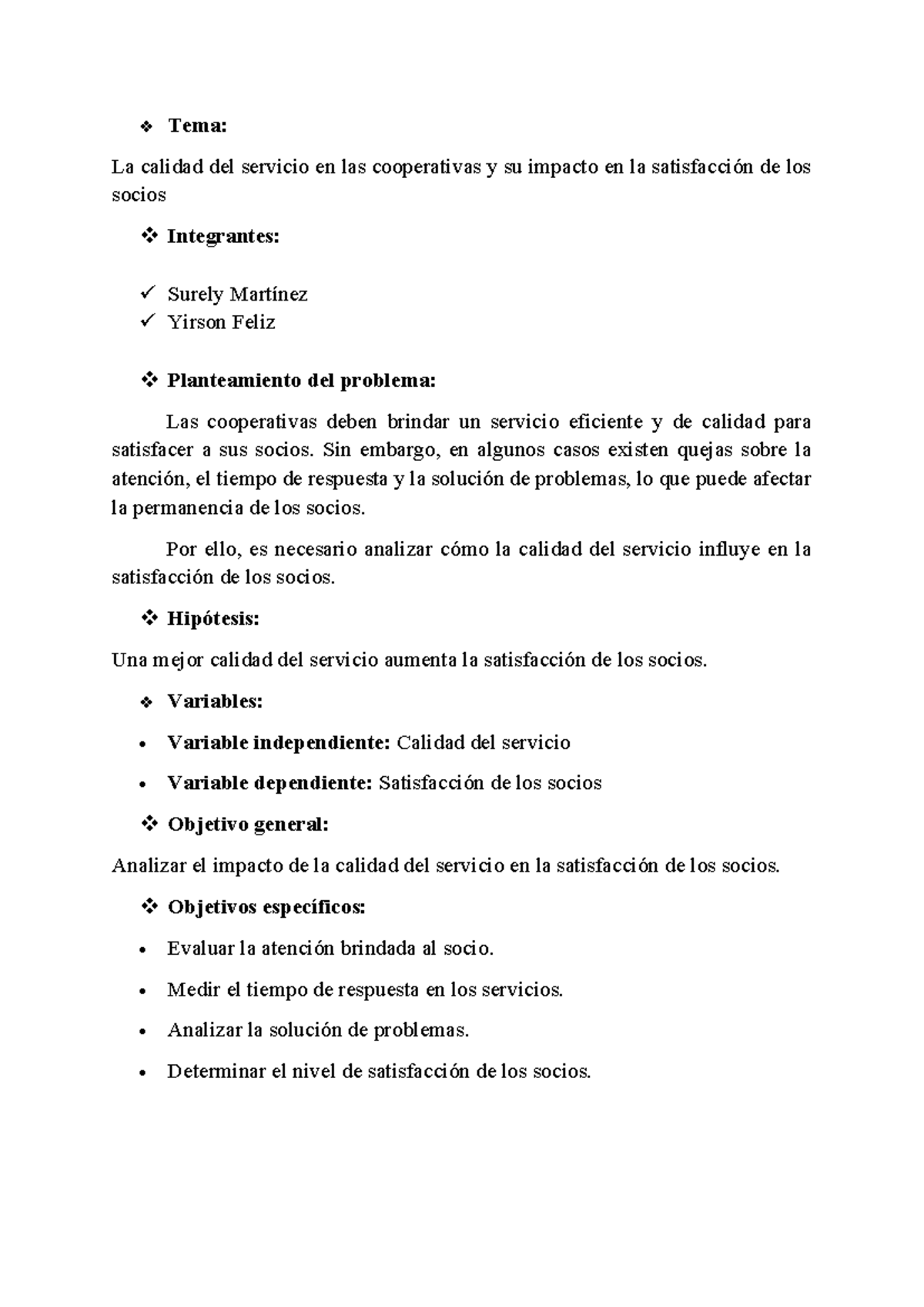 Trabajo Final: Calidad del Servicio y Satisfacción de Socios en ...