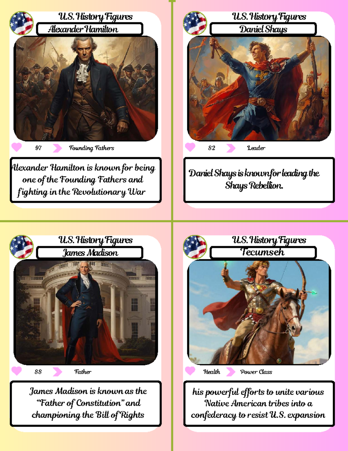 U.S. History Figures Trading Cards: Founding Fathers & Key Leaders ...