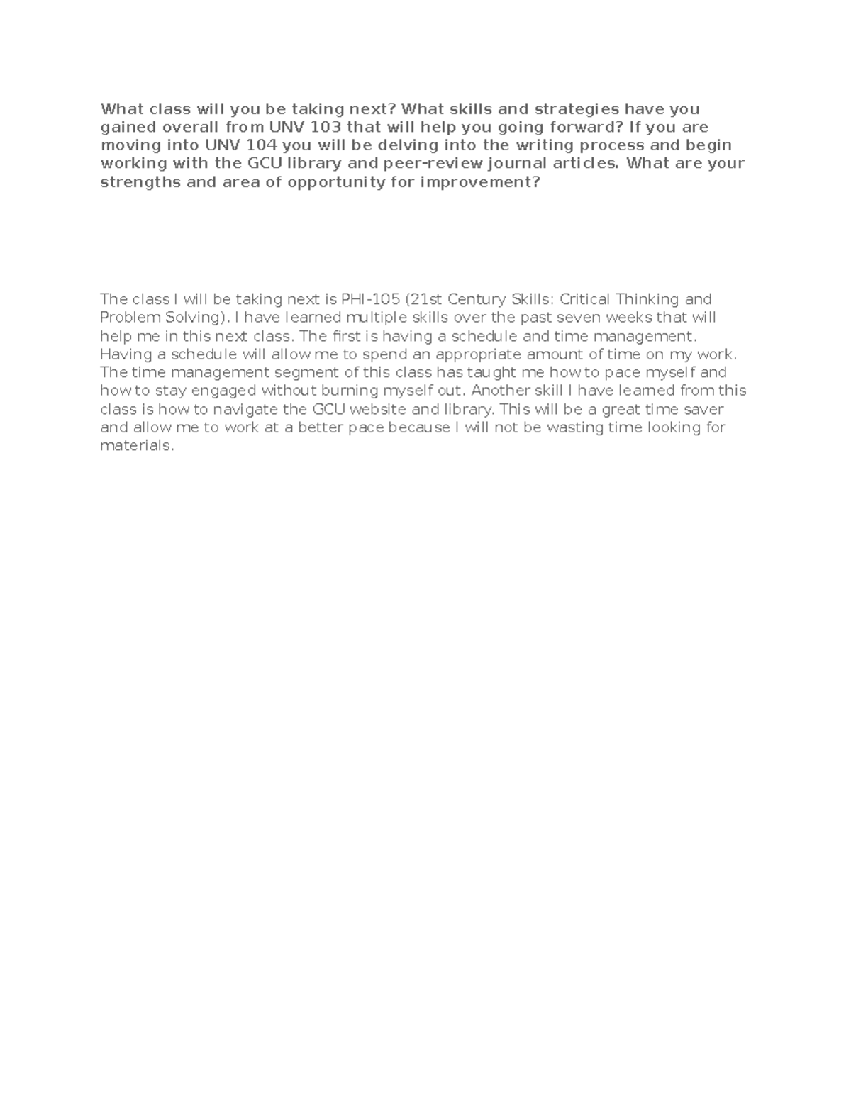 What s Next - Class Participation. - What class will you be taking next ...