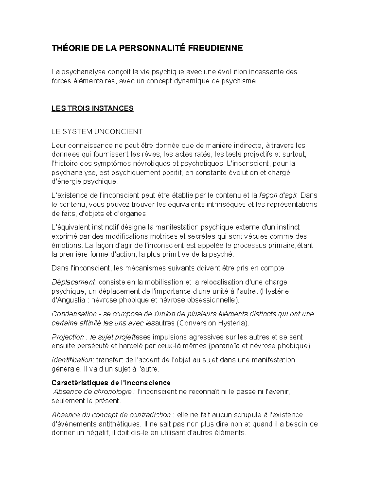 Théorie de la personnalité freudienne - DE LA FREUDIENNE La ...