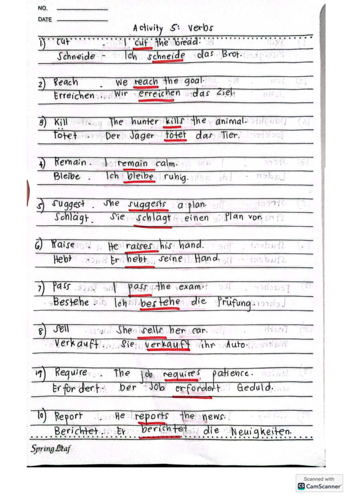 Activity 5: Verbs in German - Translation Examples - Studocu