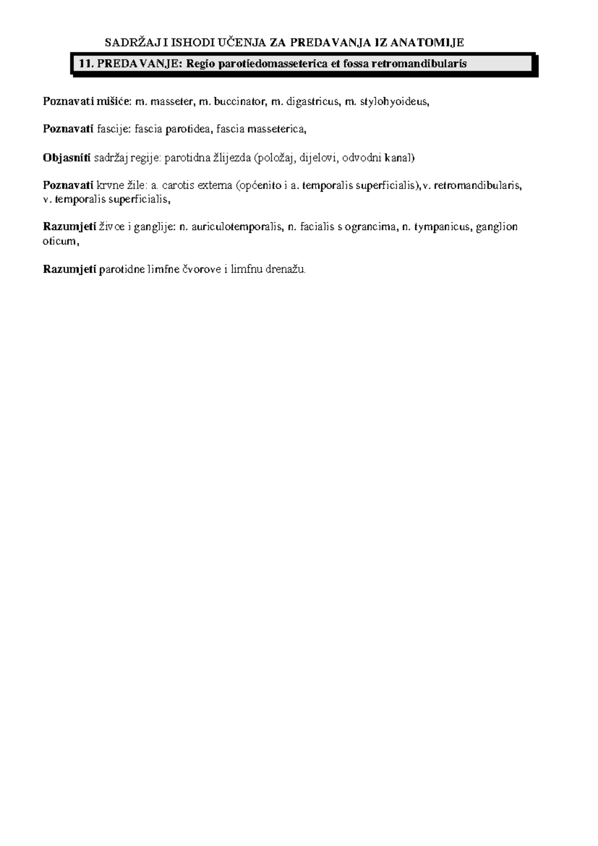 Predavanje 11a - notes - SADRŽAJ I ISHODI UČENJA ZA PREDAVANJA IZ ...