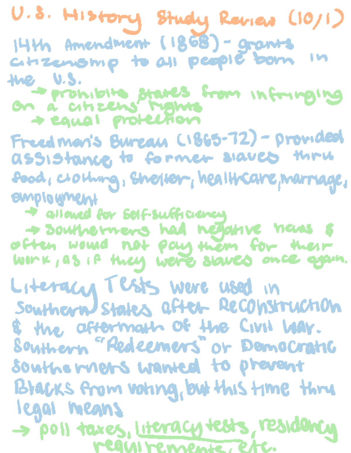 U.S. History Study Review: Reconstruction Era (1865-1877) Impacts on ...