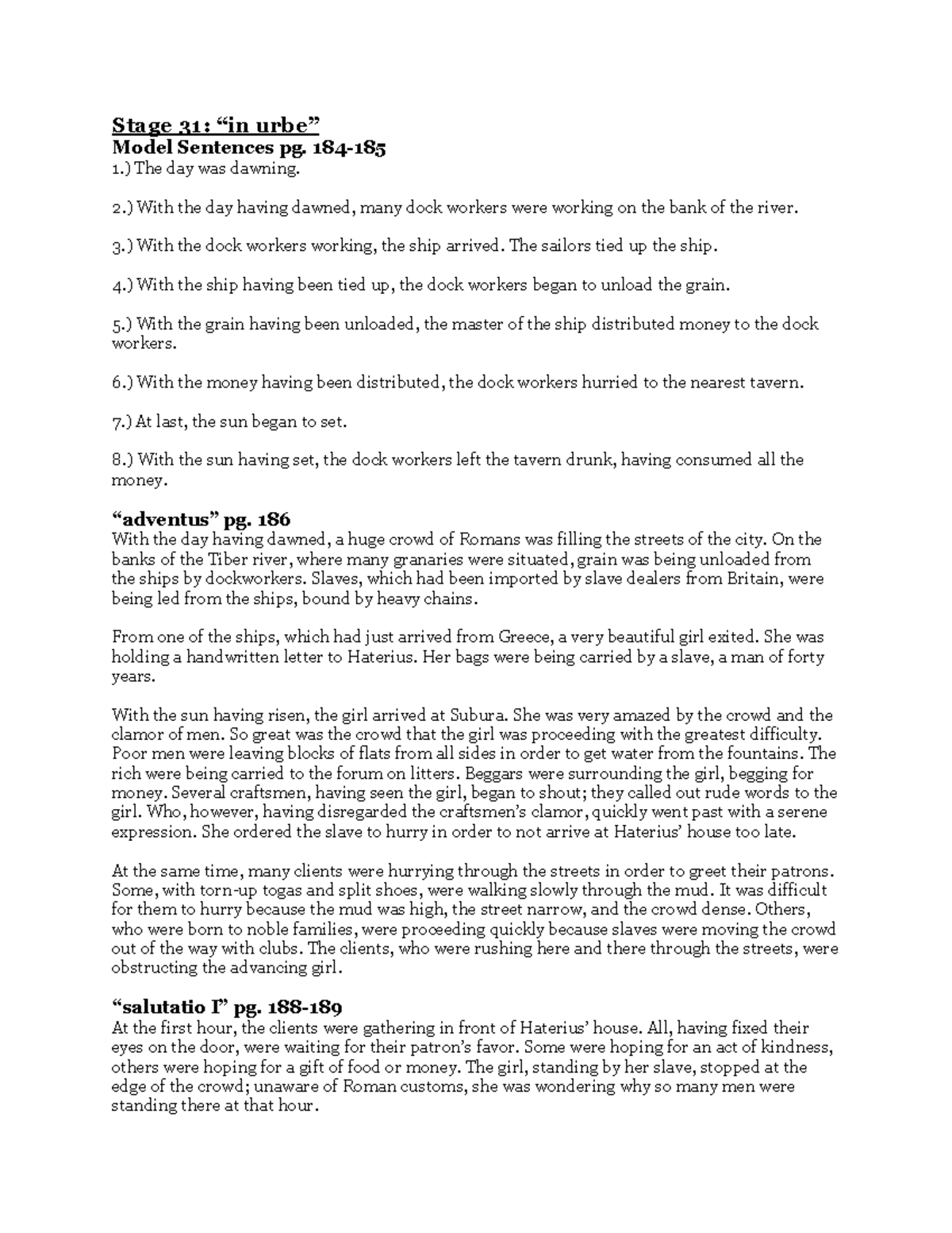 Cambridge Latin Course Stage 31 Translation Notes and Analysis - Studocu