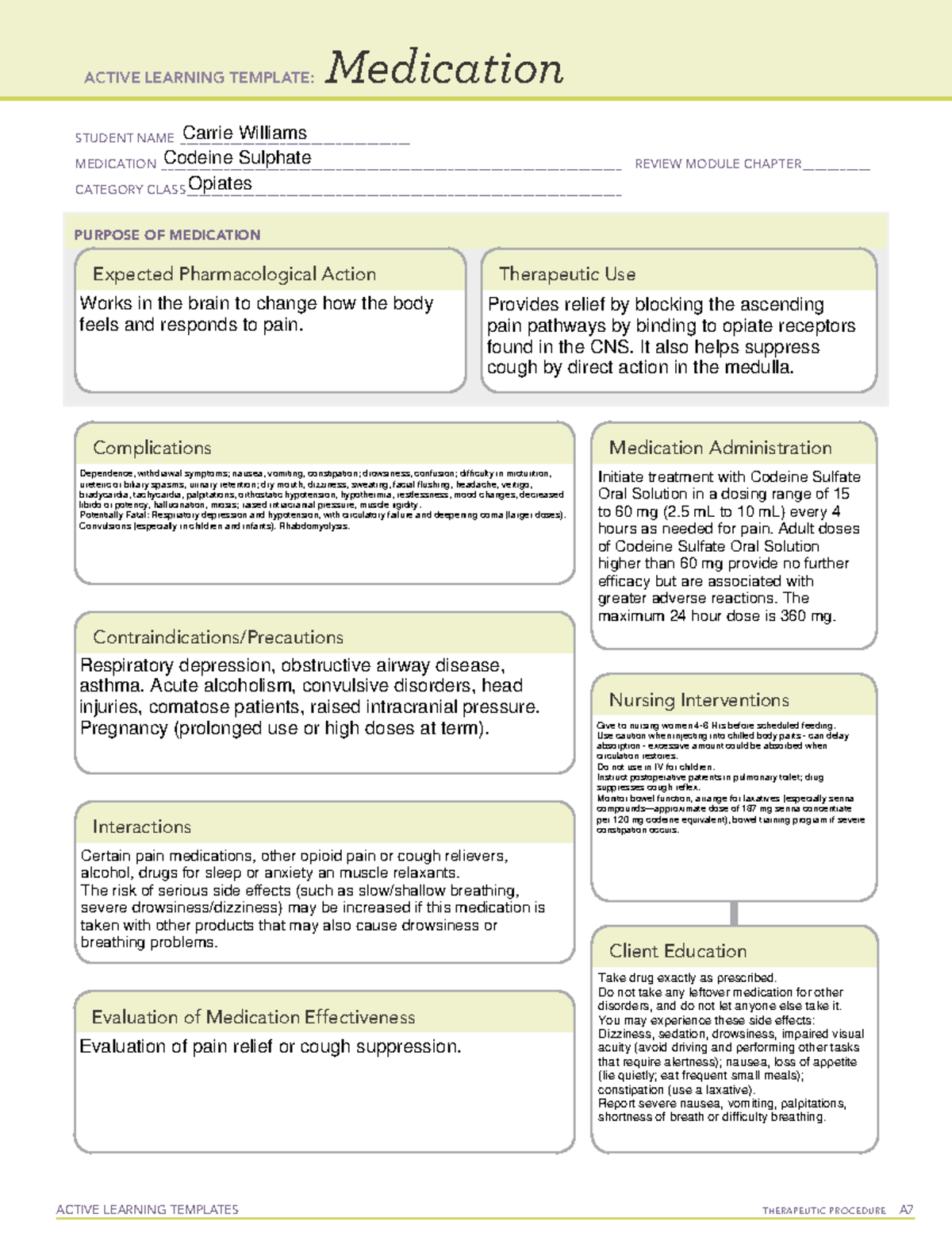 Codeine Sulphate Medication Card - Therapeutic Insights and Guidelines ...
