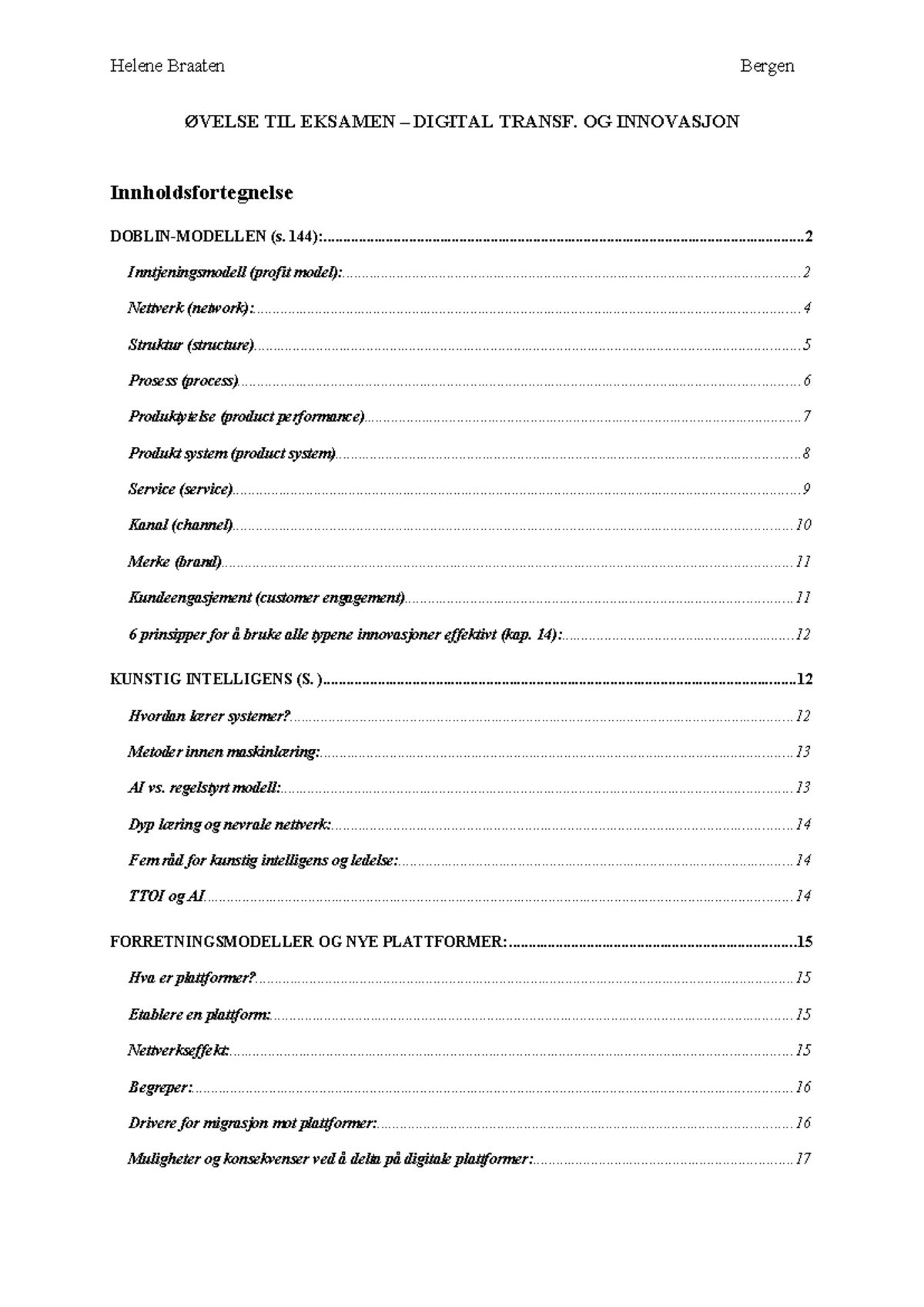 Øvelse til eksamen - Digital Transformasjon og Innovasjon (DGT101 ...