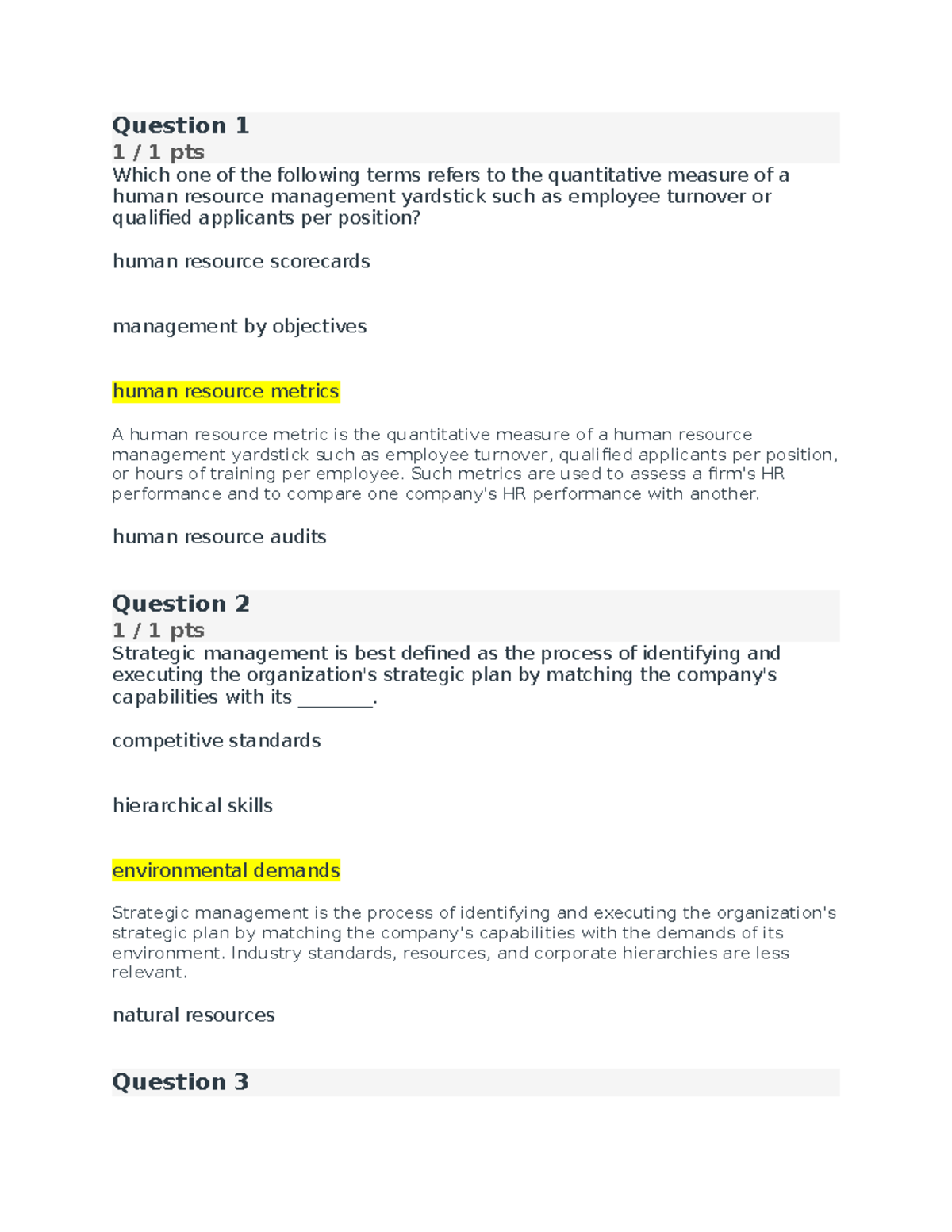 Module 2-Chapter 3 Quiz - Human Resource Management Strategy and ...