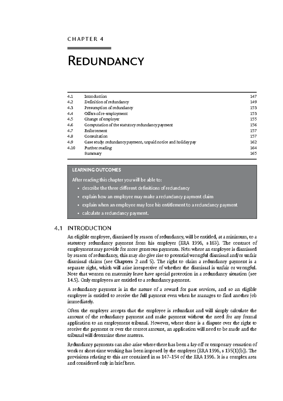 Chapter 4: Redundancy in Employment Law (Course Code: 147) - Studocu