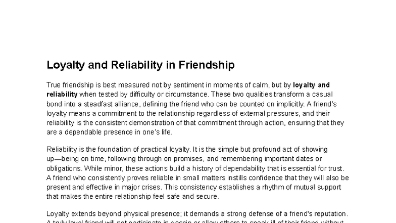 Loyalty and Reliability in Friendship: Key Traits for Lasting Bonds ...