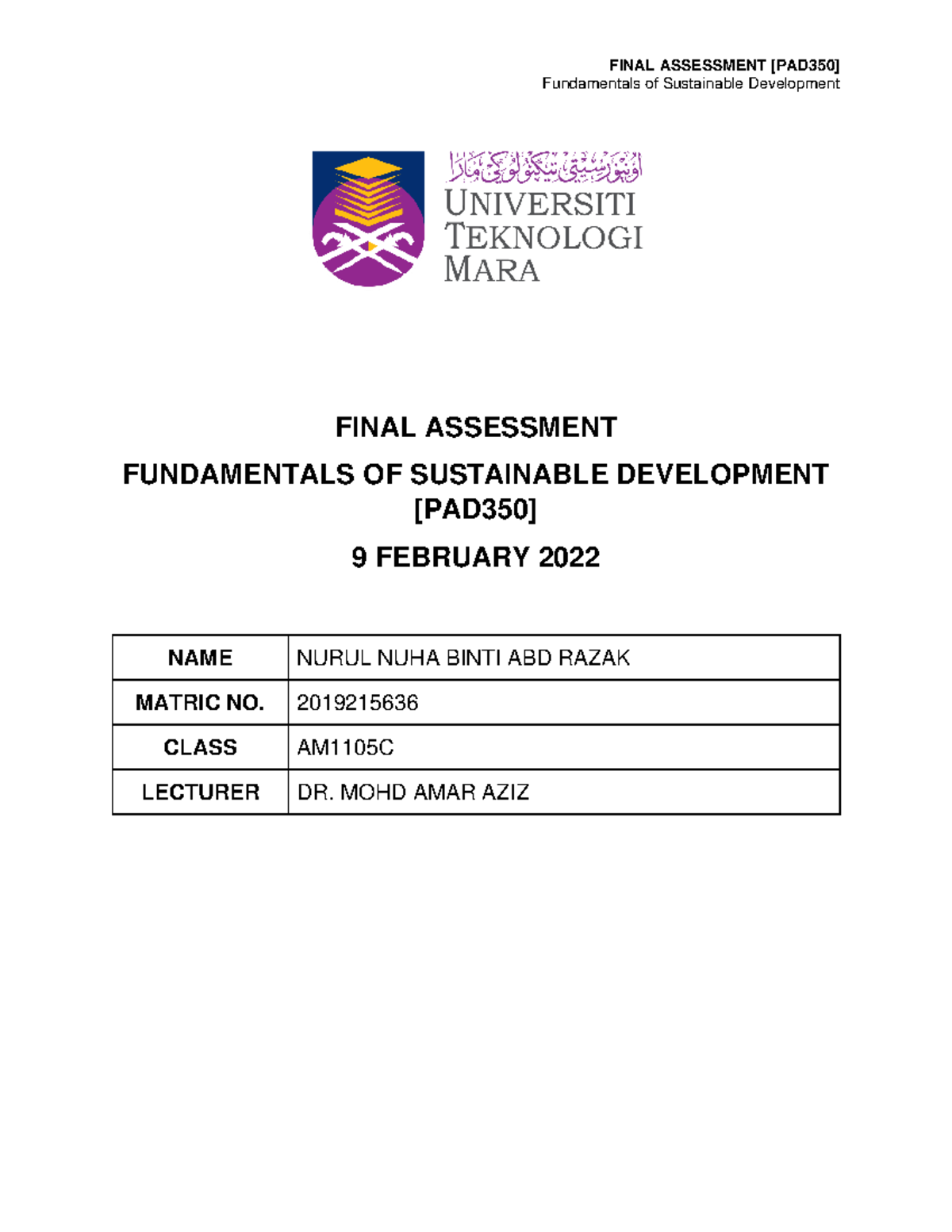 AM1105C PAD350 nnnnuhhhhhaaaaaa - Fundamentals of Sustainable ...
