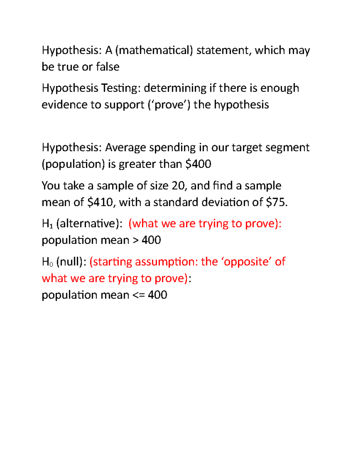 Hypothesis Testing Review: Key Concepts and Example Cases - Studocu