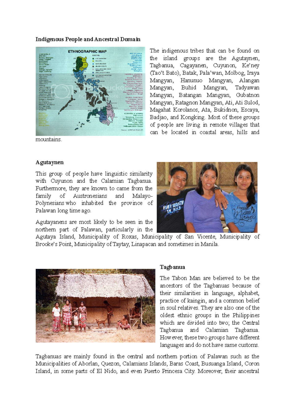 Indigenous People and Ancestral Domain - Most of these groups of people ...