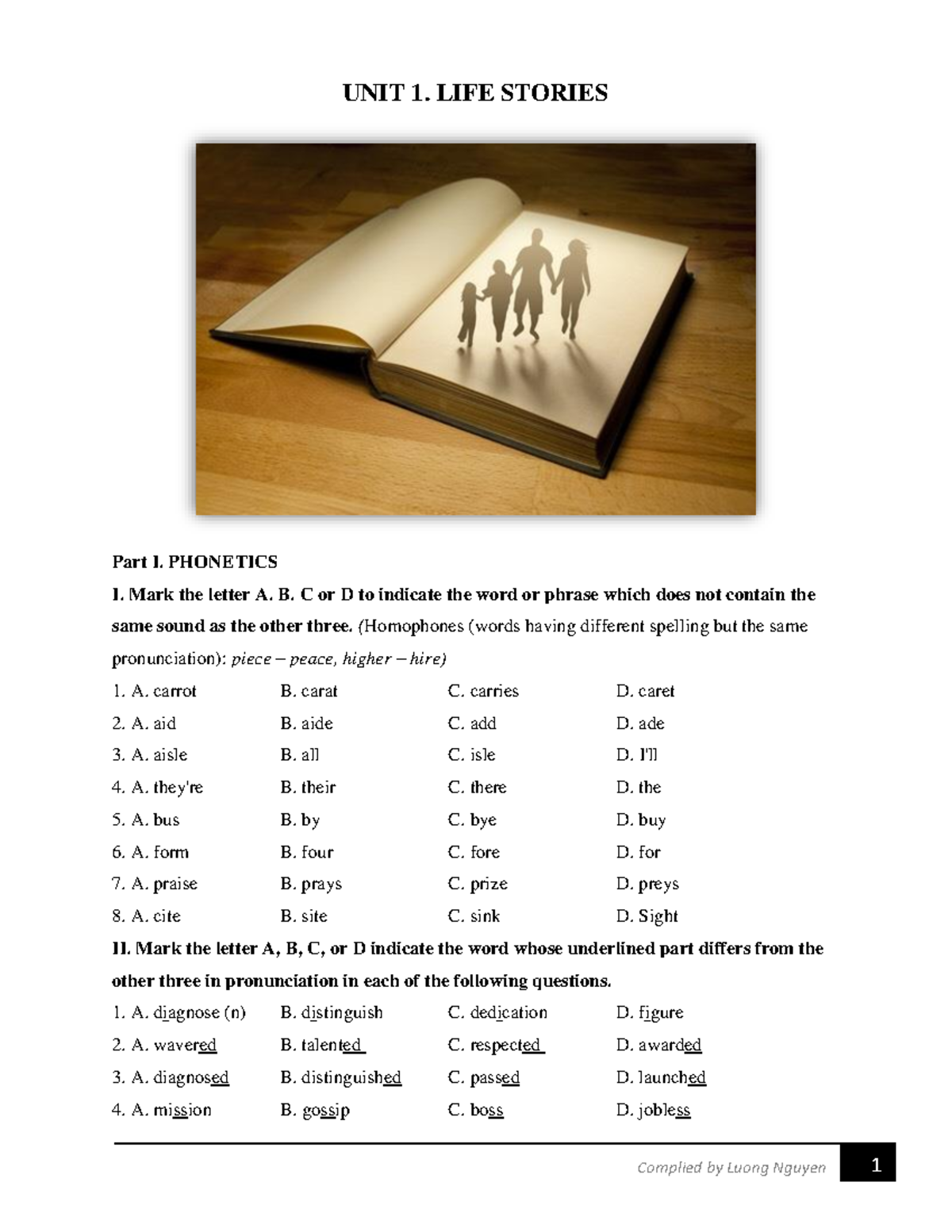 Grade 12 Unit 1 Life Stories: Phonetics, Vocabulary & Grammar Insights ...