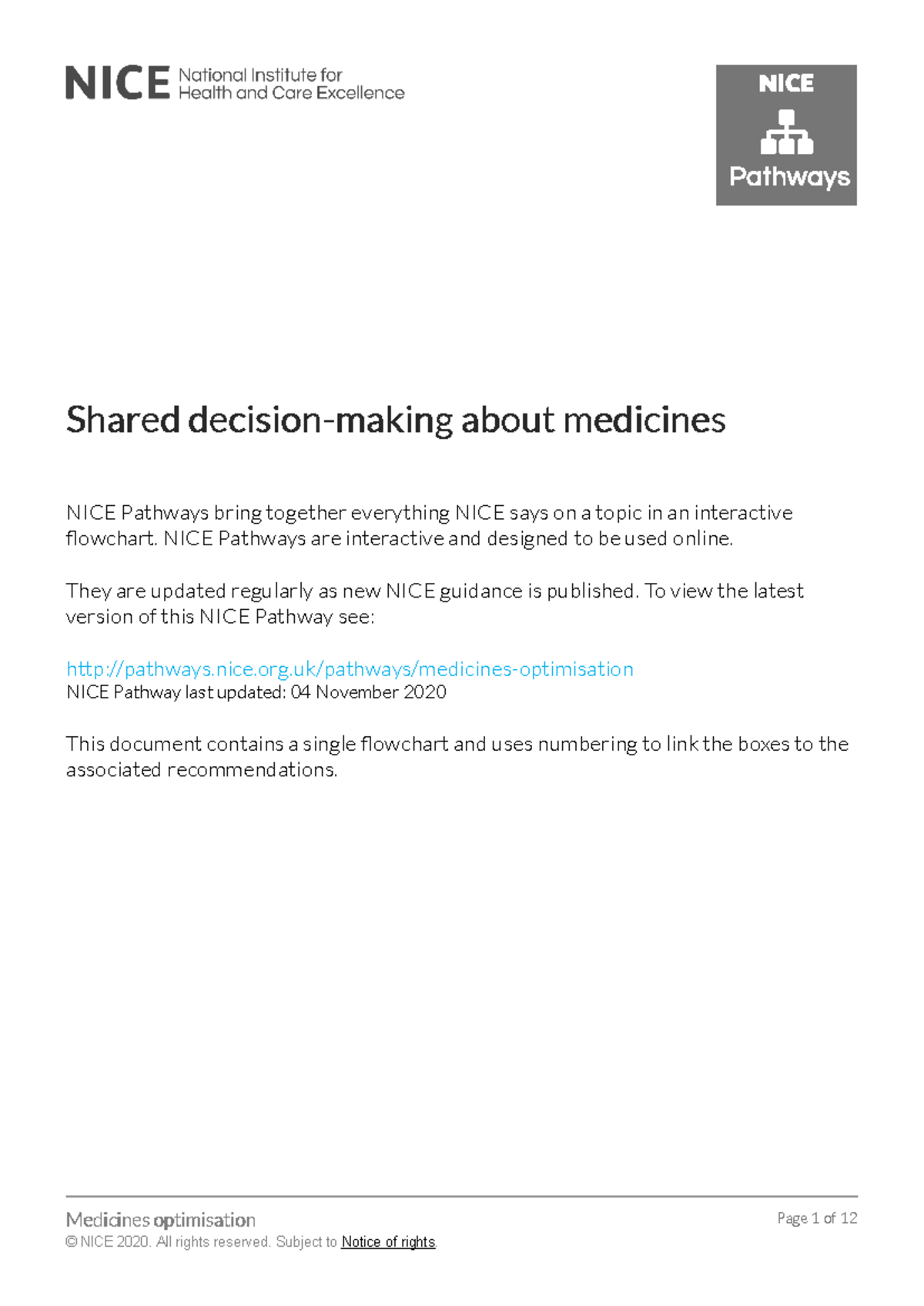 Shared Decision-Making in Medicines Optimisation: NICE Pathway Guide ...