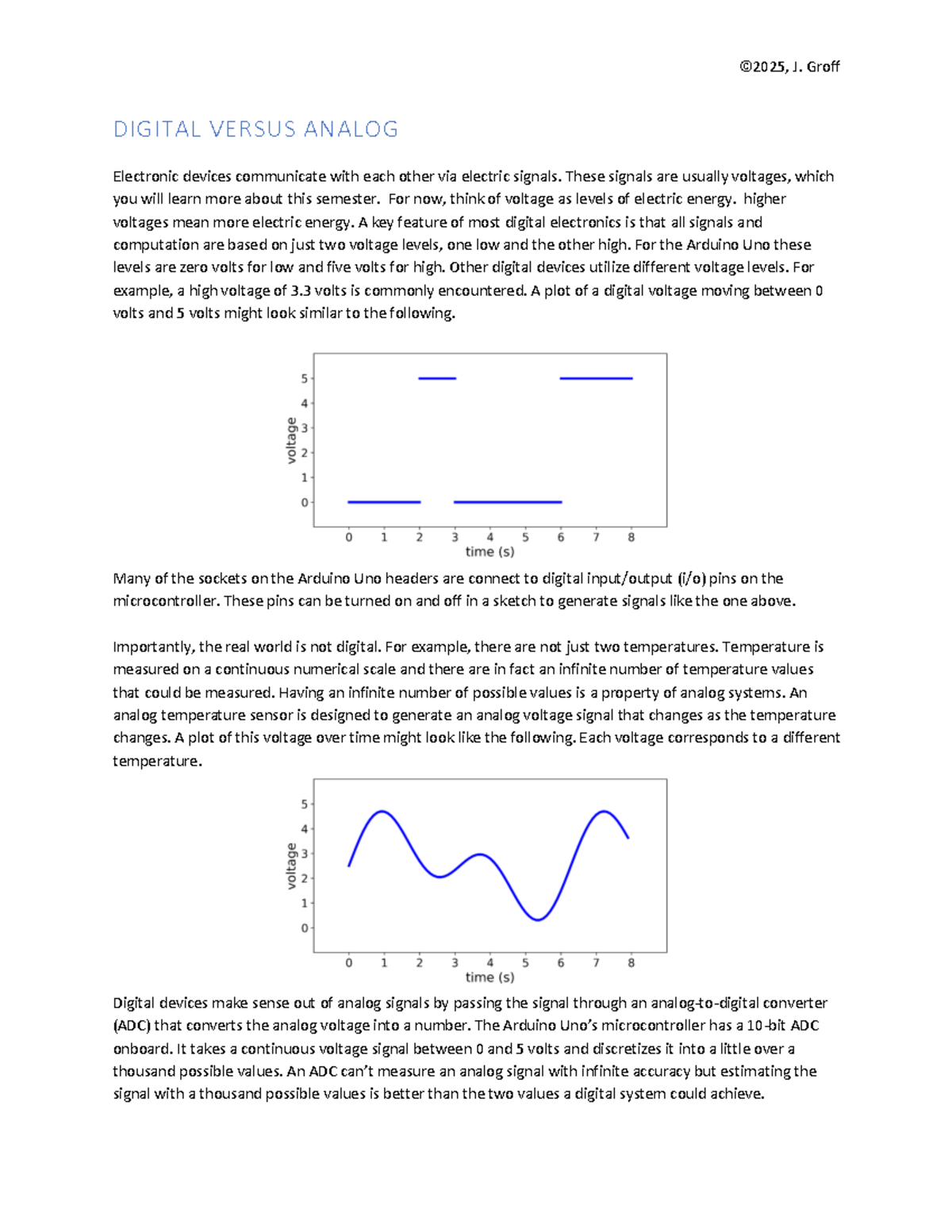 Physical Computing Course Notes: Digital vs Analog Overview 2023 - Studocu