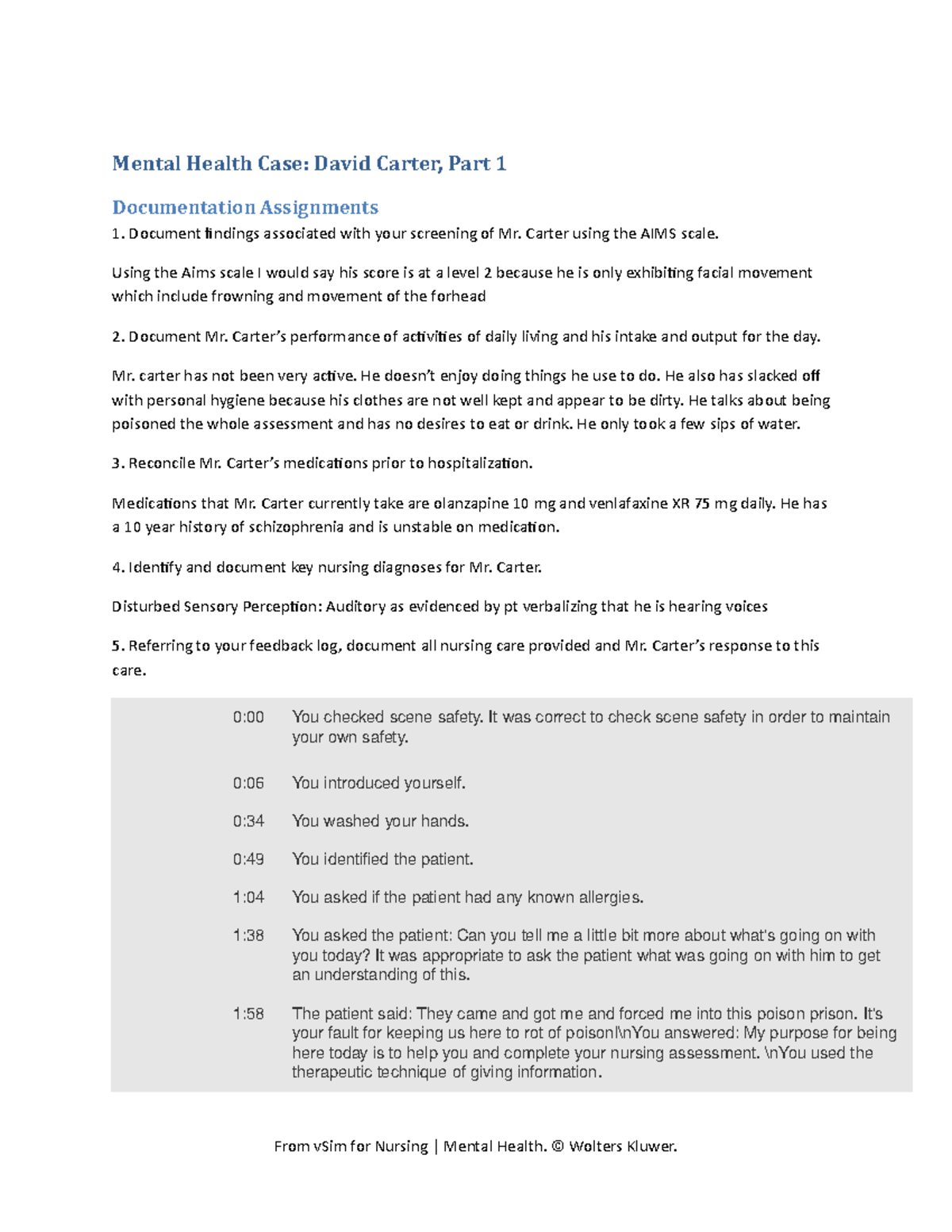 DC Mental Health David Carter Part 1 DA - Mental Health Case: David Carter, Part 1 Documentation ...