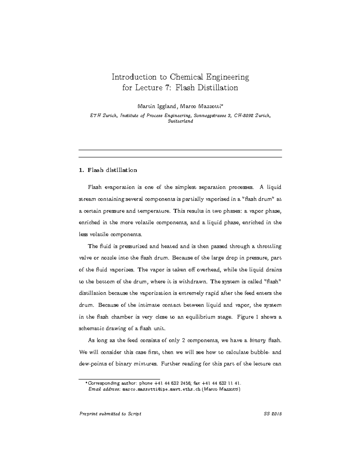 Lec7-Flash - Separation Processes flash distillation - Introduction to ...