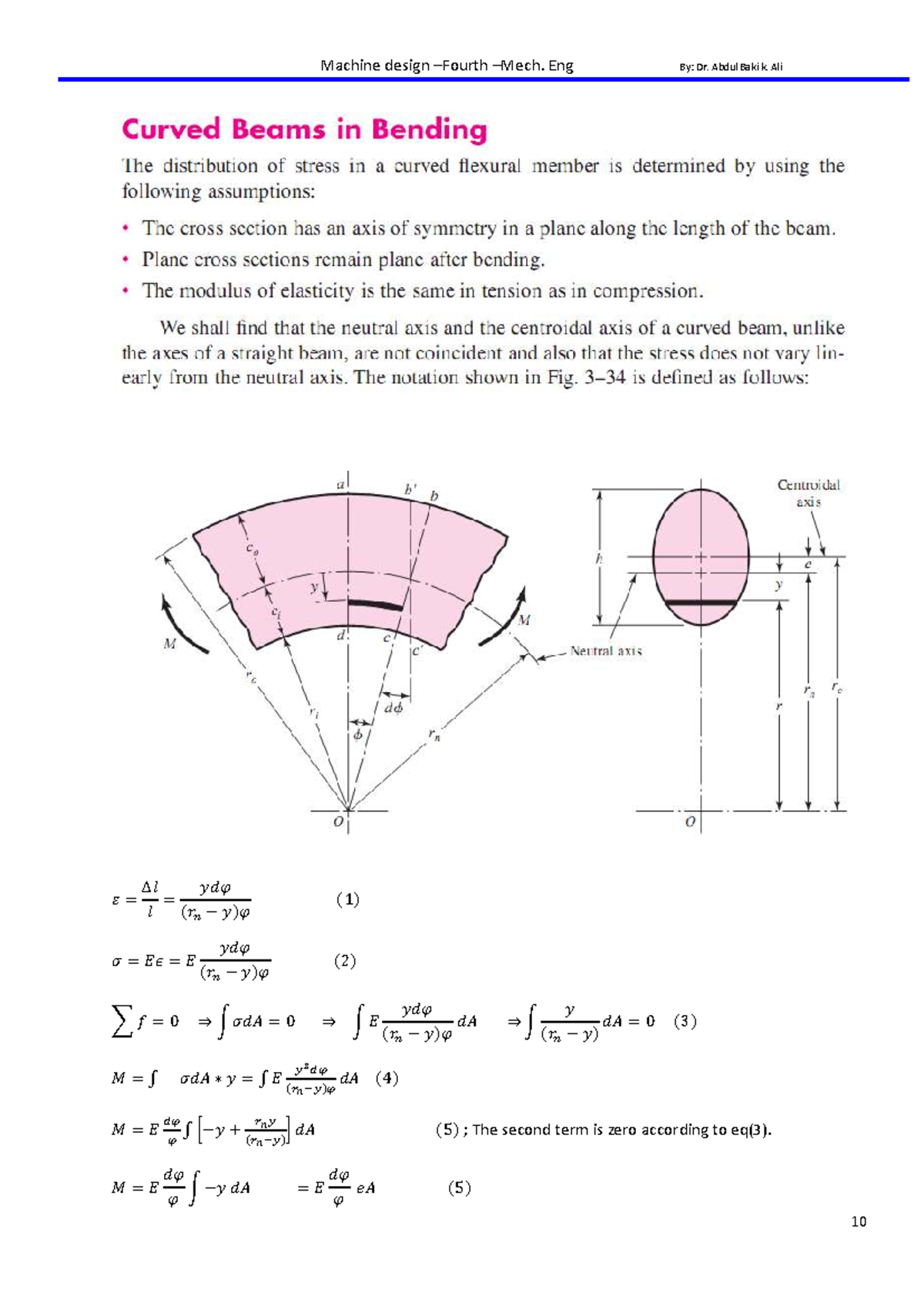 Machine Design Eng: Curved Beams Analysis (Ch2-1) - Studocu