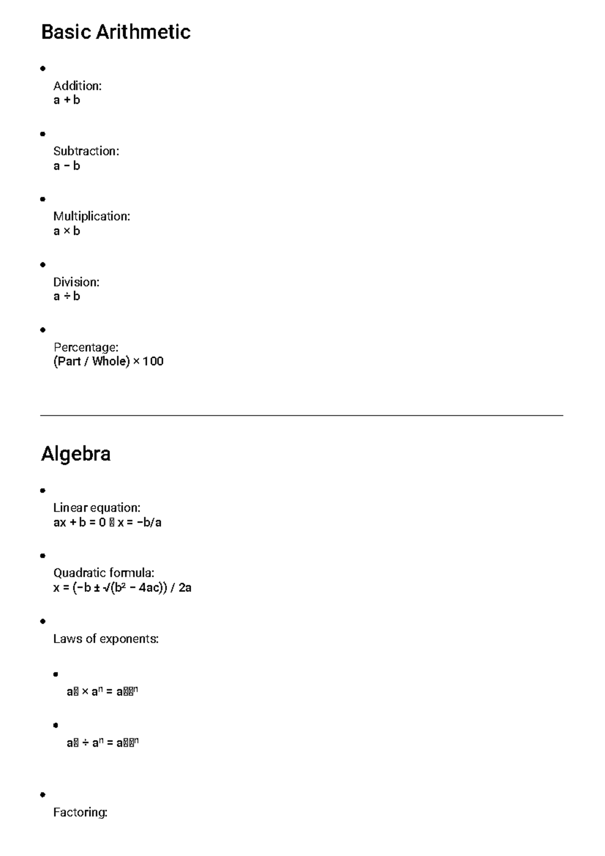 Math CEJ: Comprehensive Guide to Basic Arithmetic & Algebra Concepts ...