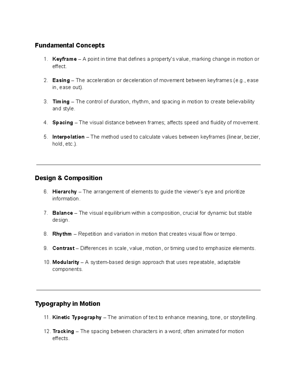 Motion Design I: Key Concepts and Terms Overview - Studocu