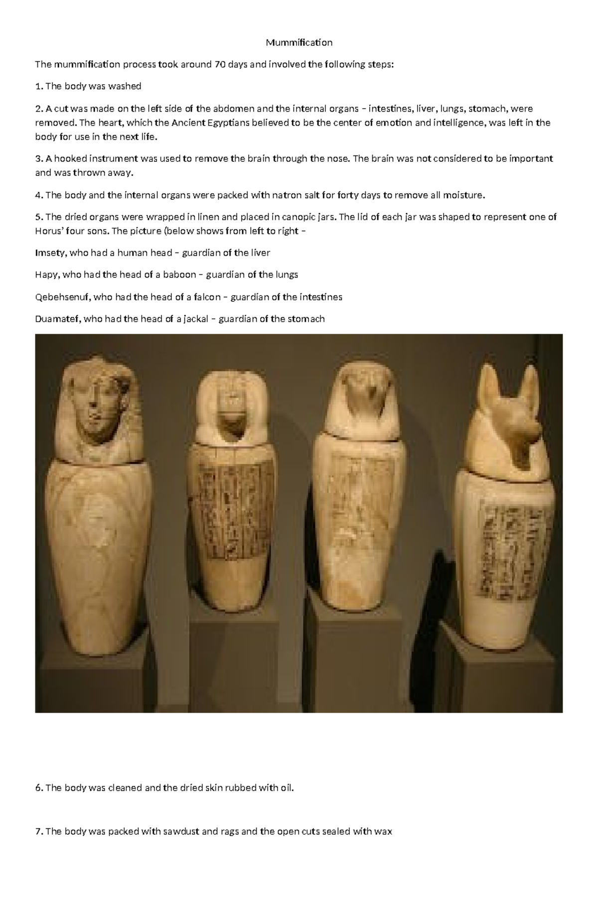 What Are The 5 Steps Of Mummification In Order Of Processes ...