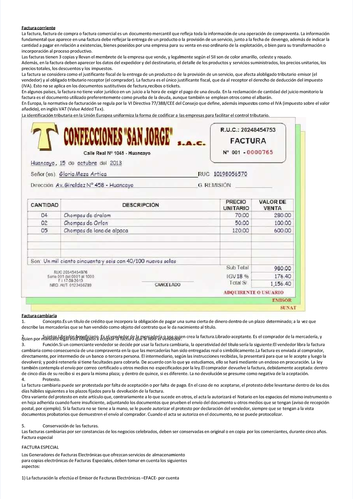 Factura Corriente: Conceptos y Tipos de Documentos Comerciales - Studocu