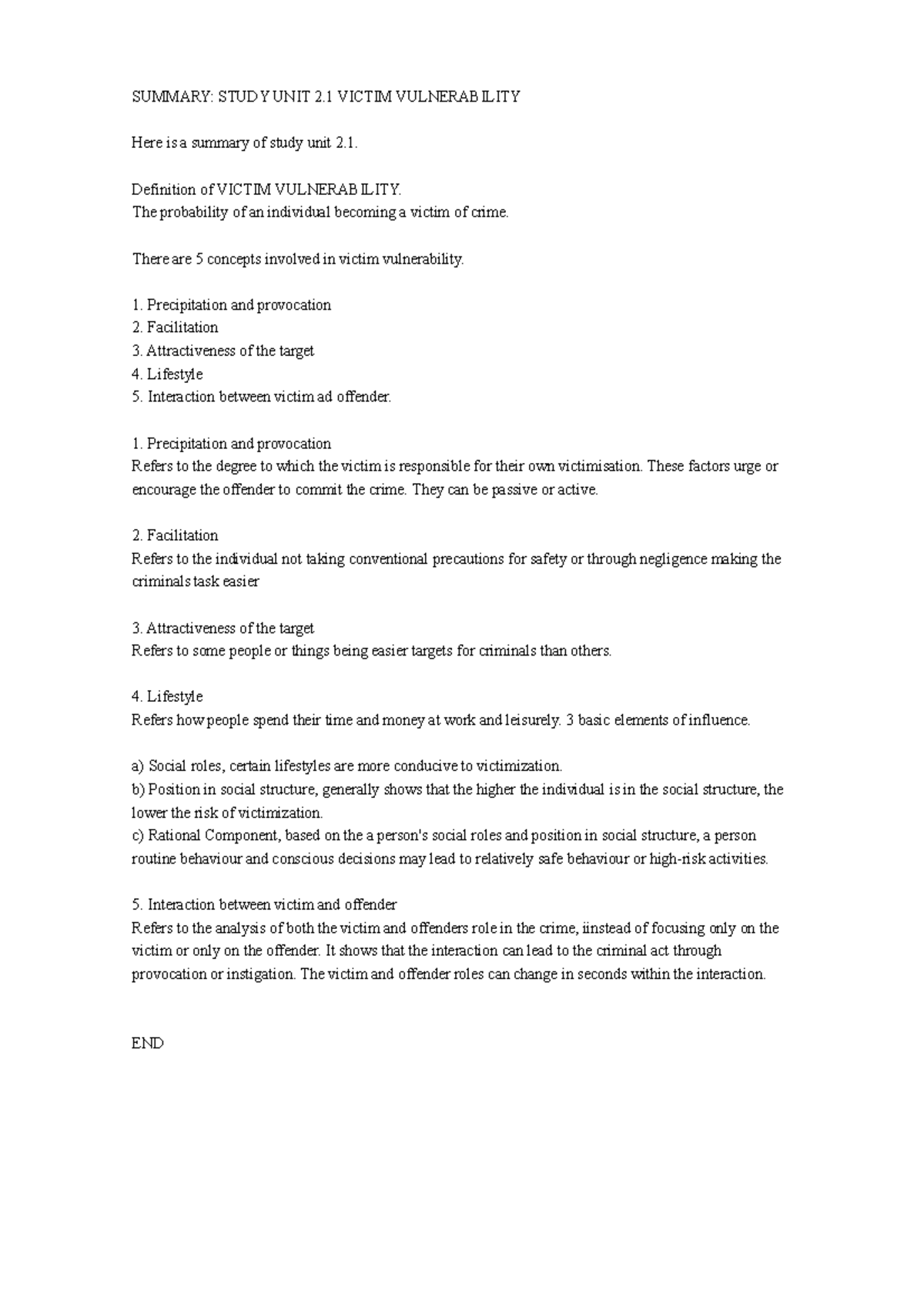 Study Unit 2.1 Summary: Understanding Victim Vulnerability Concepts ...