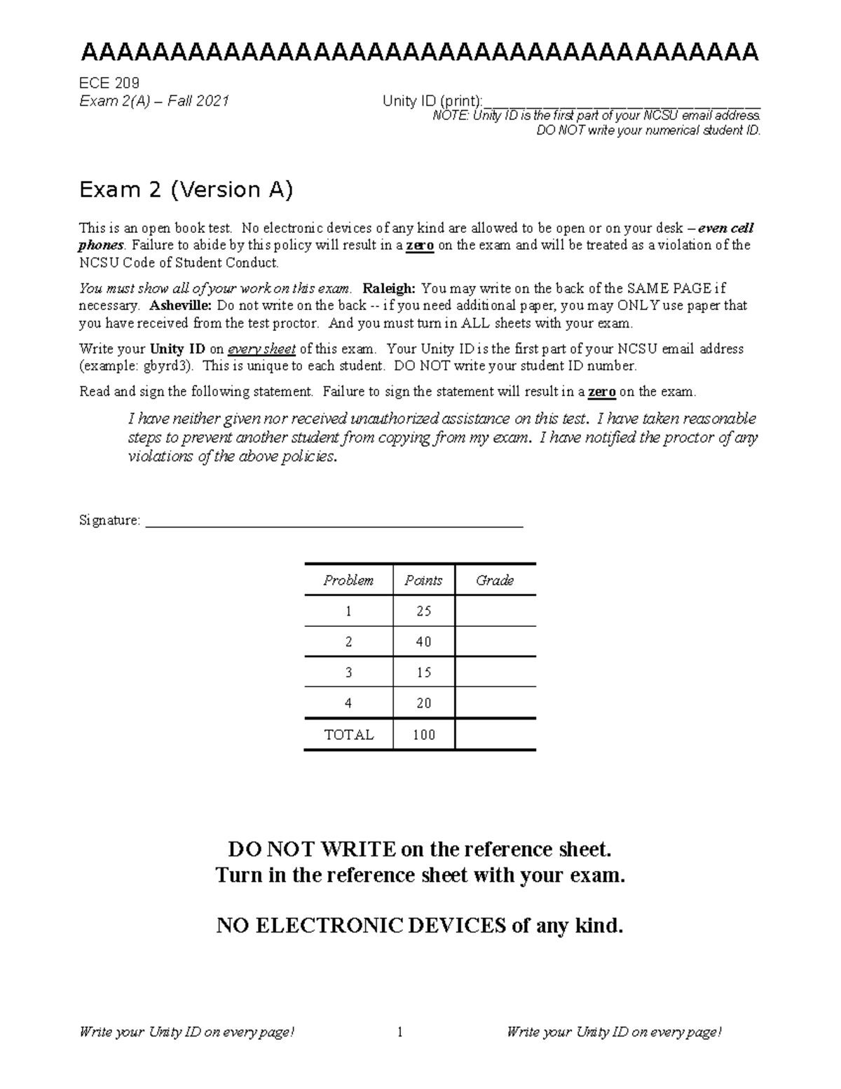 ECE 209 Exam 2(A) Fall 2021: C Programming Questions & Guidelines - Studocu