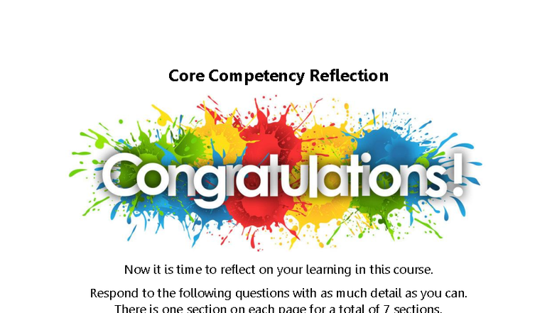 Core Competency Reflection Assignment: Self-Assessment Guide - Studocu