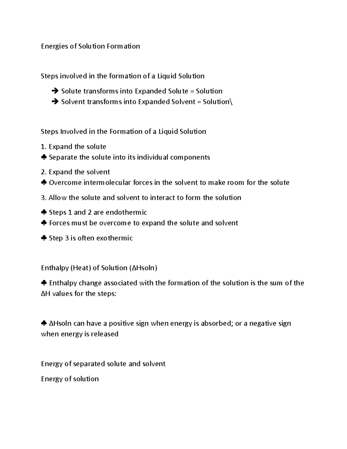 44 - Final Exam Notes on Energies of Solution Formation - Studocu