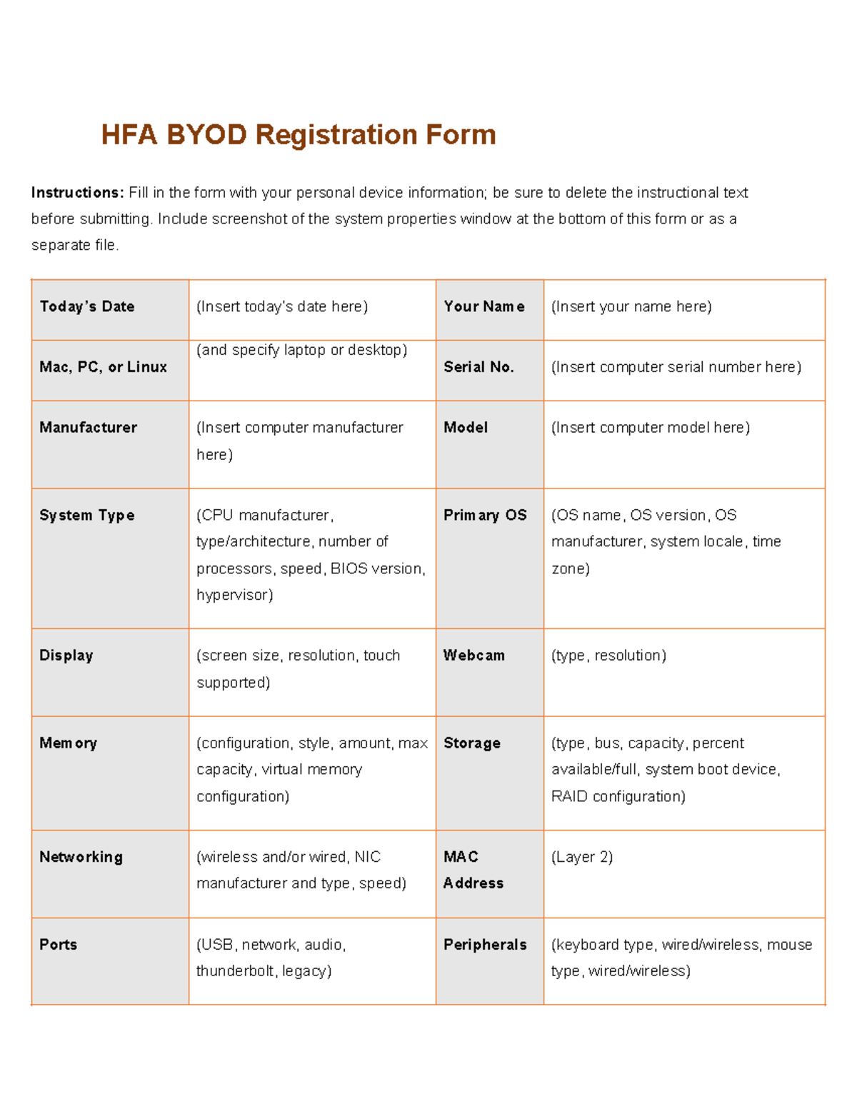 HFA OD Registration Form Instructions and Template - Studocu